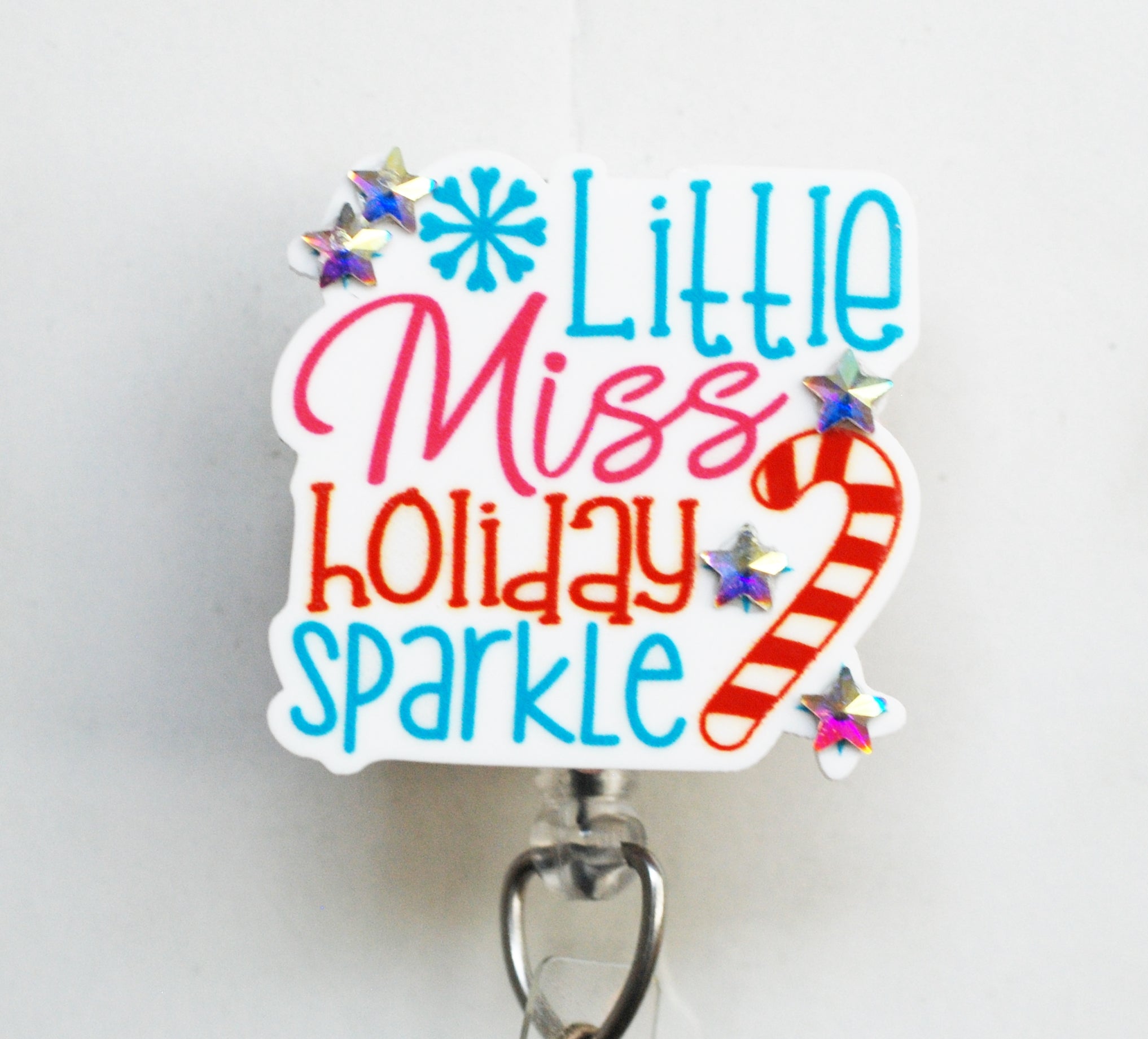 Little Miss Holiday Sparkle Retractable ID Badge Reel – Zipperedheart